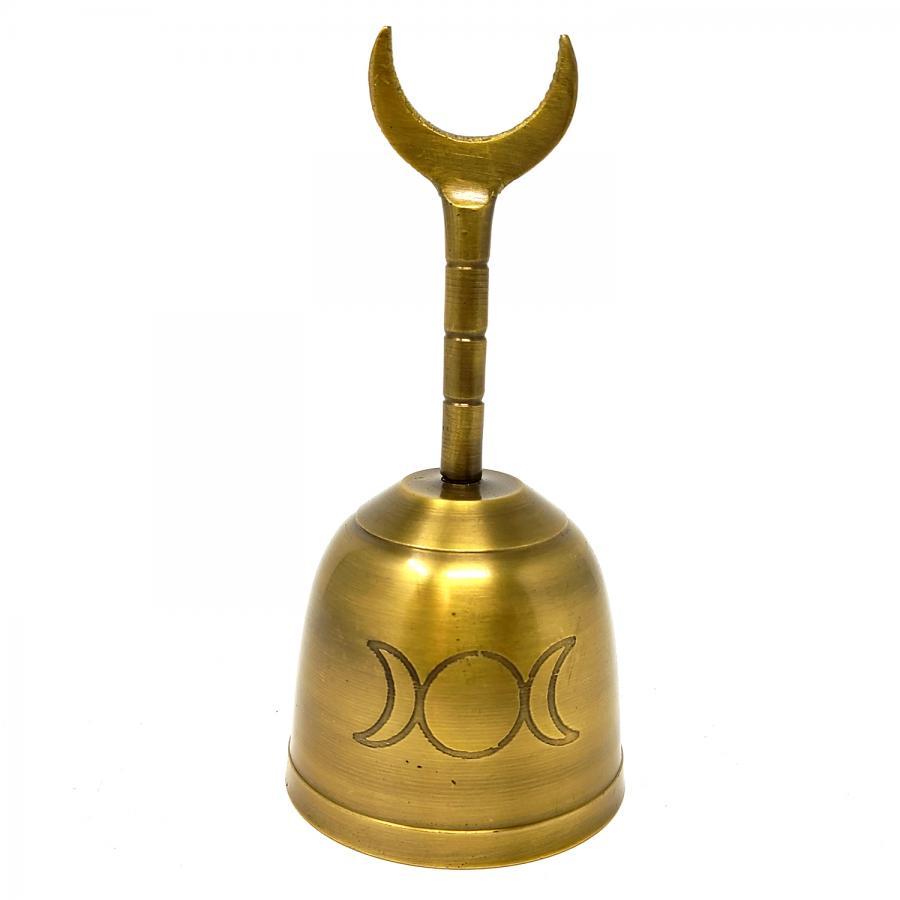 5" Moon Altar Bell – Brass Triple Moon – American Occultist LLC