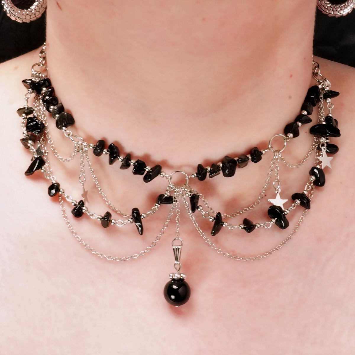 Layered Pebble & Star Necklace – Night & Earth Magic – American ...